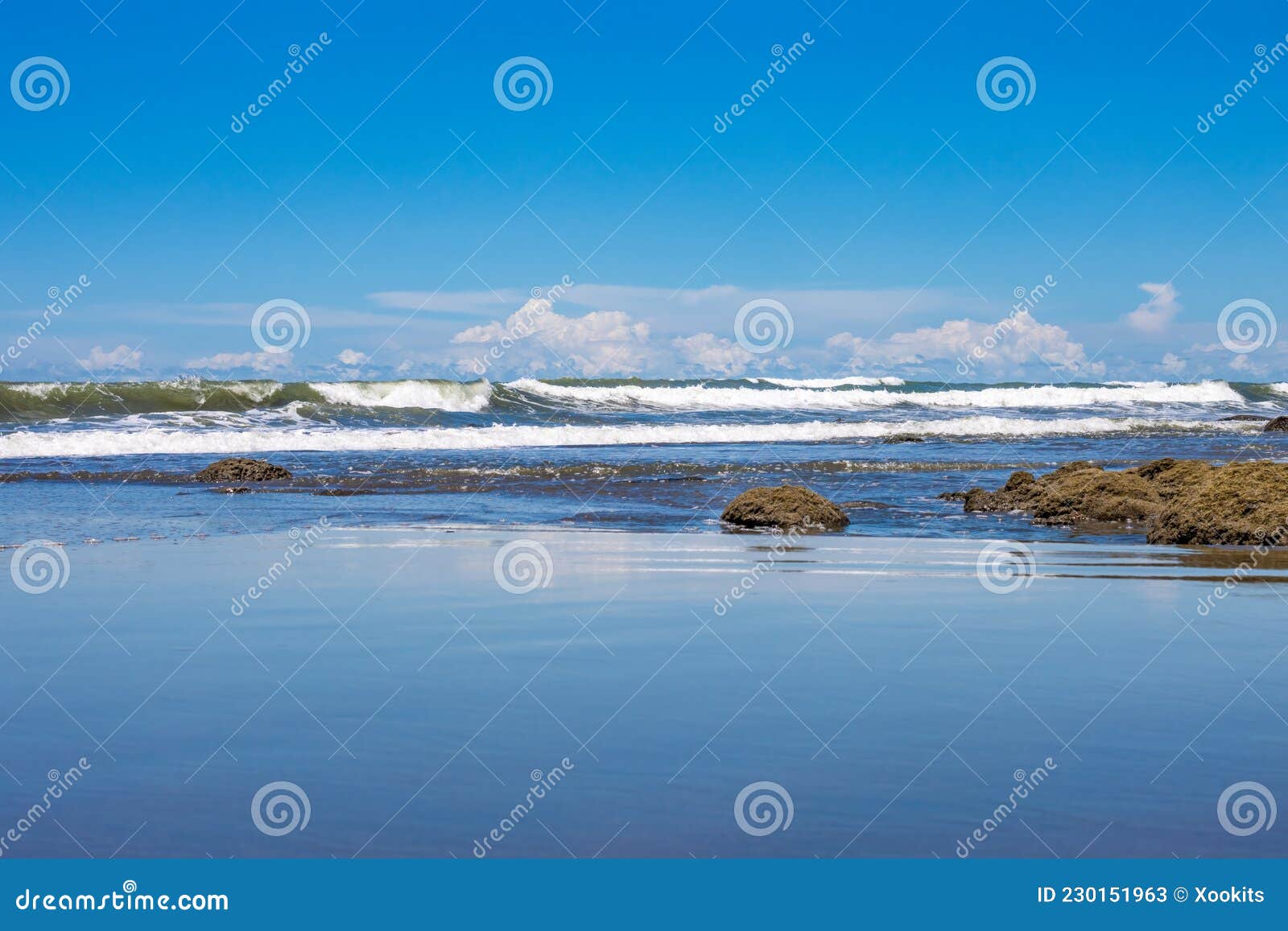 Blue Seashore Landscape View Under the Clean Blue Sky Stock Image ...