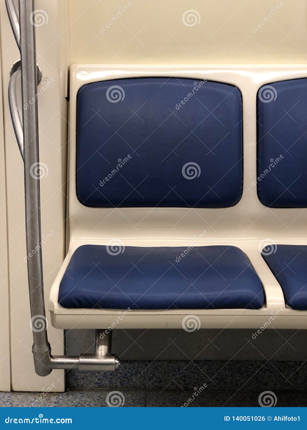 Blue Seat in the Subway Car. Stock Photo - Image of comfortable ...