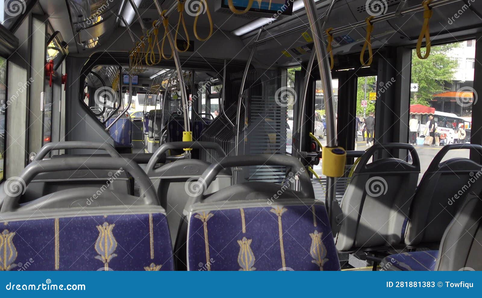 Blue Seats Inside of Empty City Bus. Stock Video - Video of transport ...