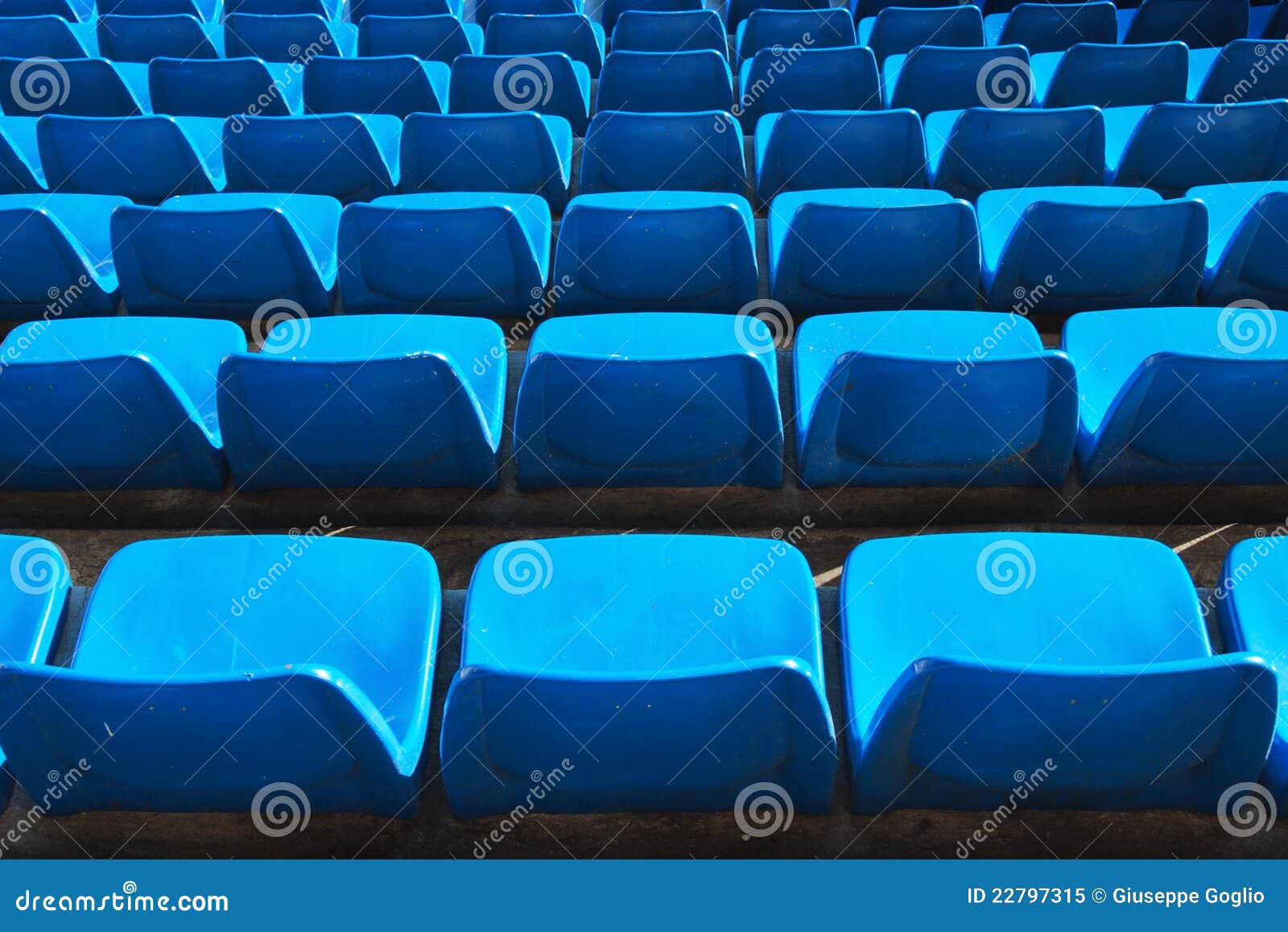 Blue seats in a stadium stock image. Image of score, city - 22797315