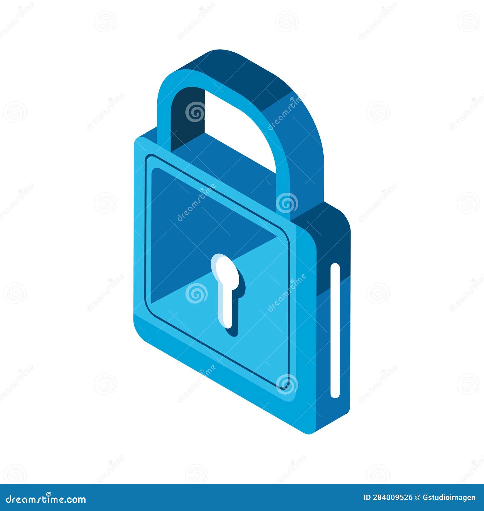 Blue Secure Padlock Isometric Stock Vector - Illustration of security ...