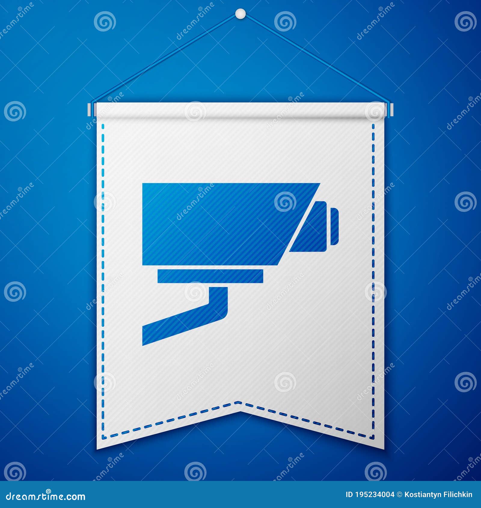 Blue Security Camera Icon Isolated on Blue Background. White Pennant ...