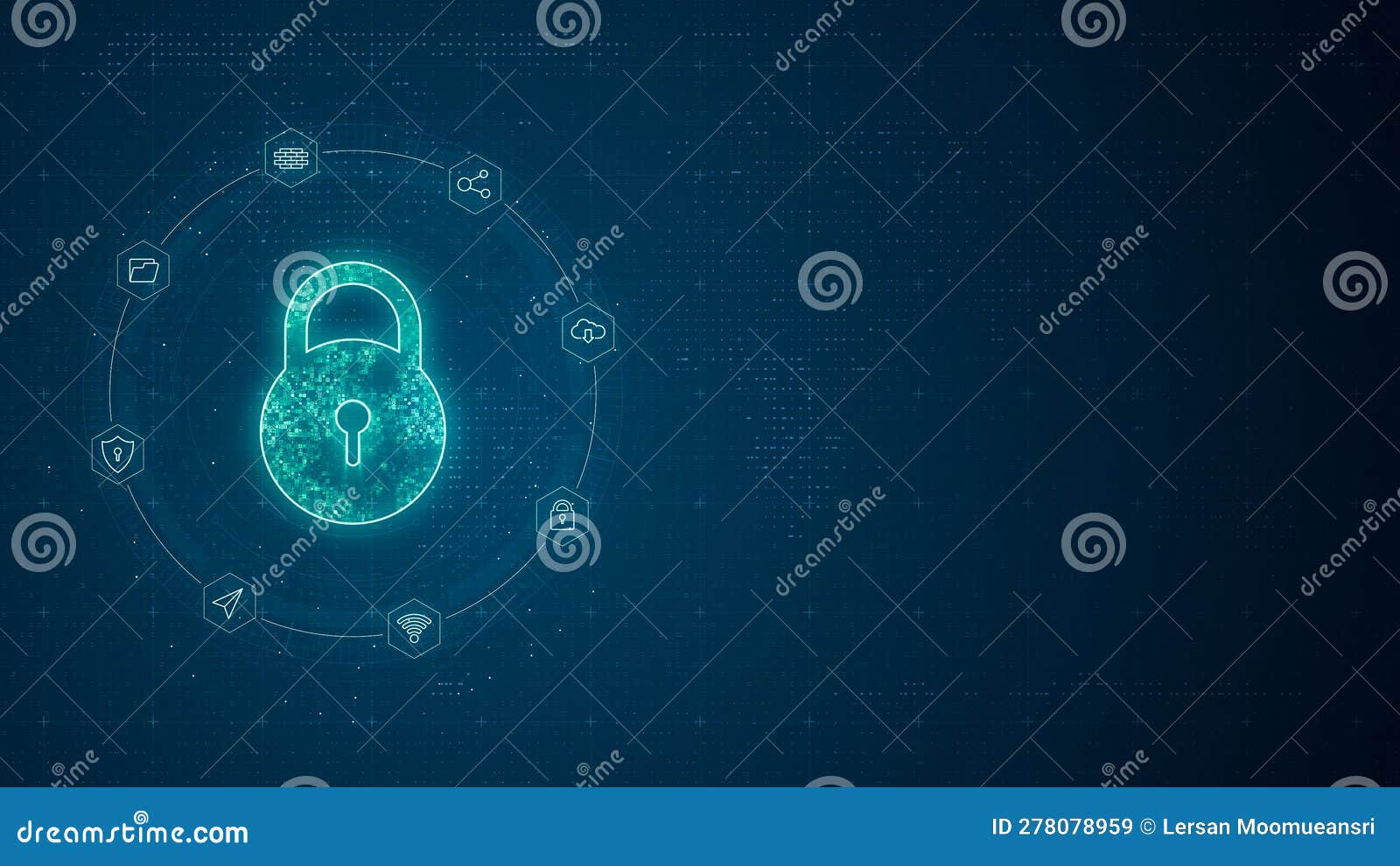 Blue Security Key with Line Connection and Data Transfer To Futuristic ...