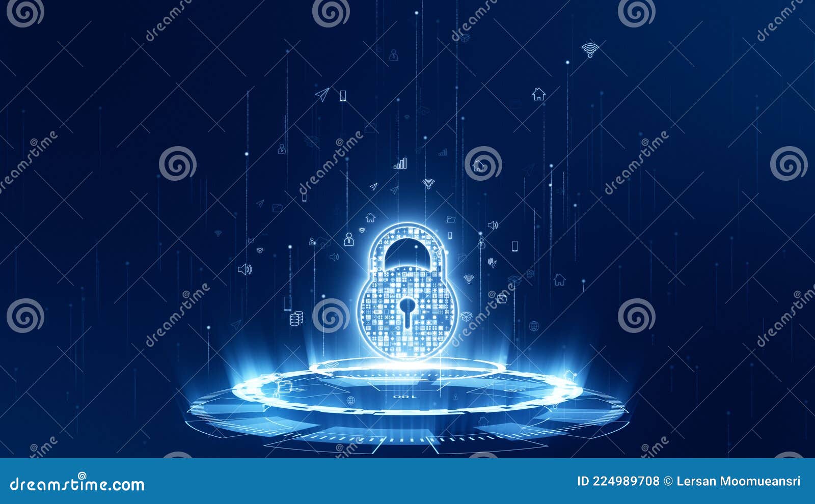 Blue Security Key Logo with Digital Futuristic Technology Circle and ...
