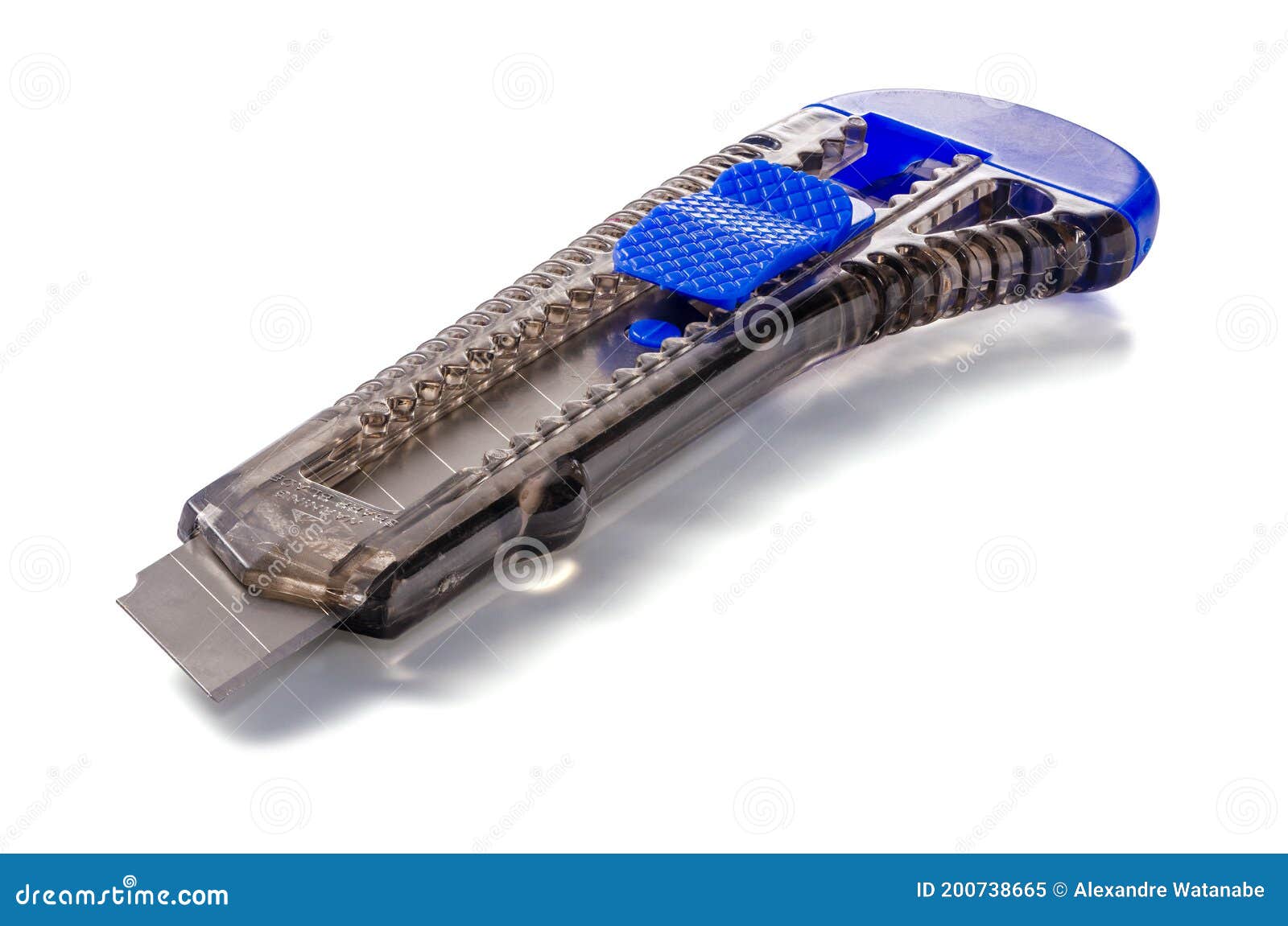 Blue Segmented Blade Utility Knife Isolated on White Background Stock ...