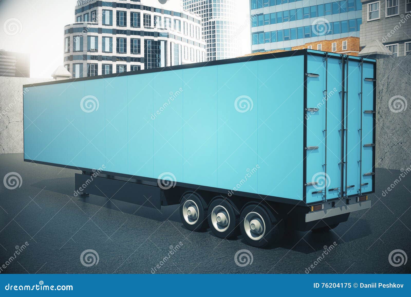 Blue Semi Truck, Side View Of Cargo Modern Delivery Cargo Vehicle Flat ...