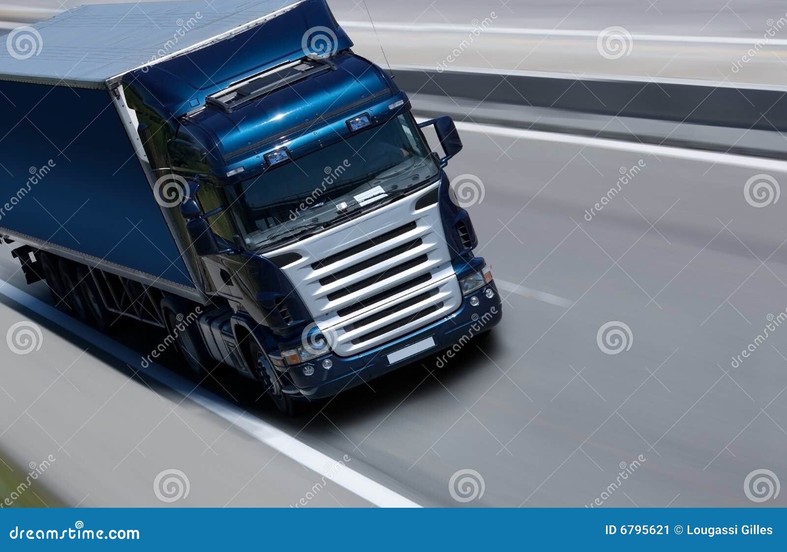 Blue semi truck stock image. Image of driver, shipping - 6795621