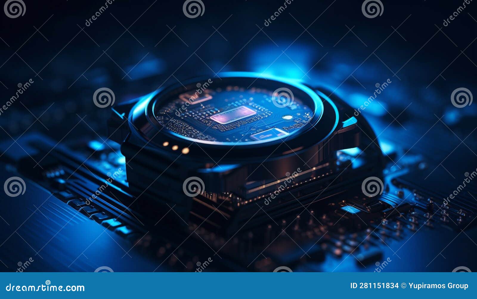 Blue Semiconductor Equipment Close Up Technology Circuit Board Computer ...