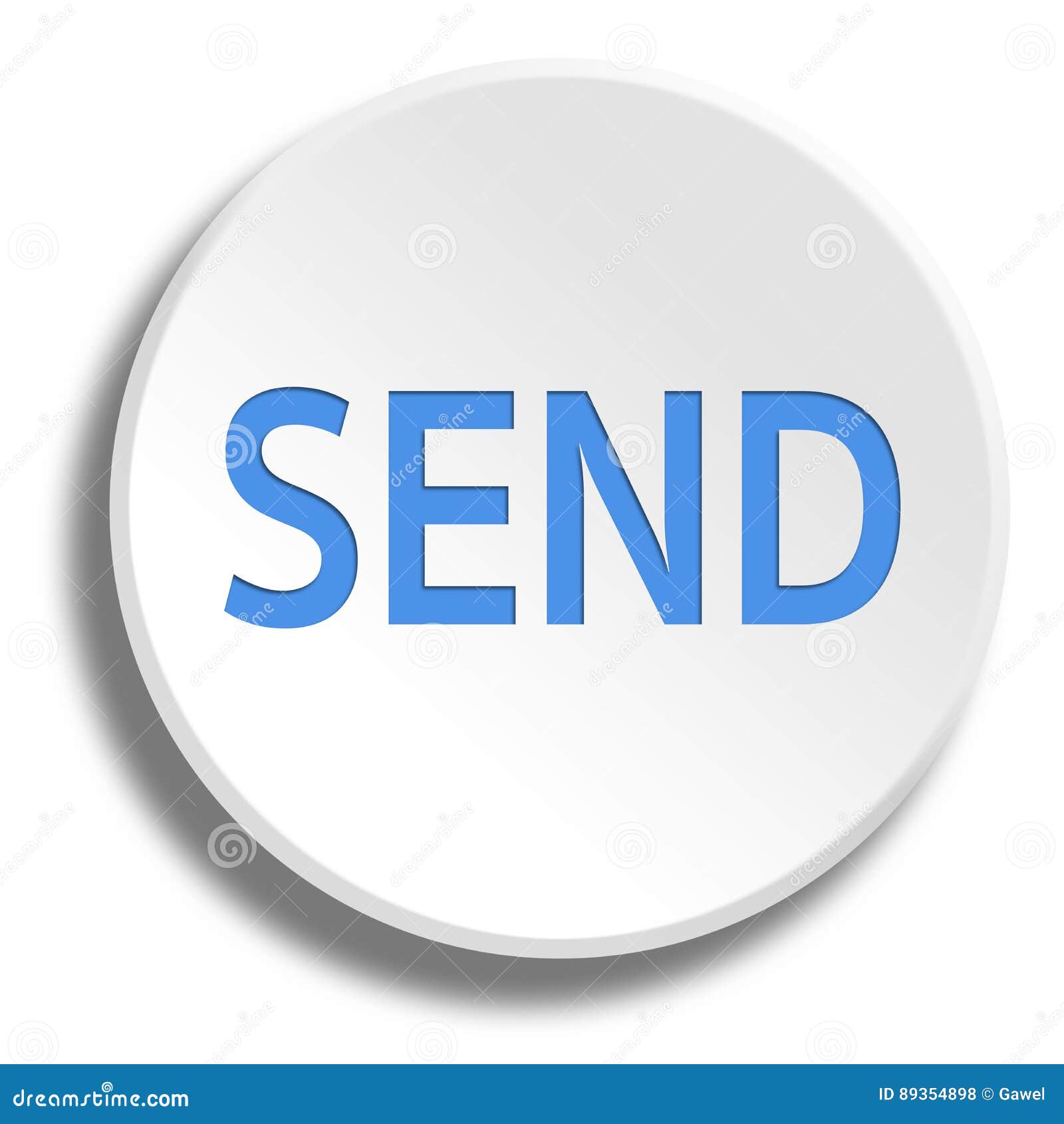 Blue Send in Round White Button with Shadow Stock Illustration ...