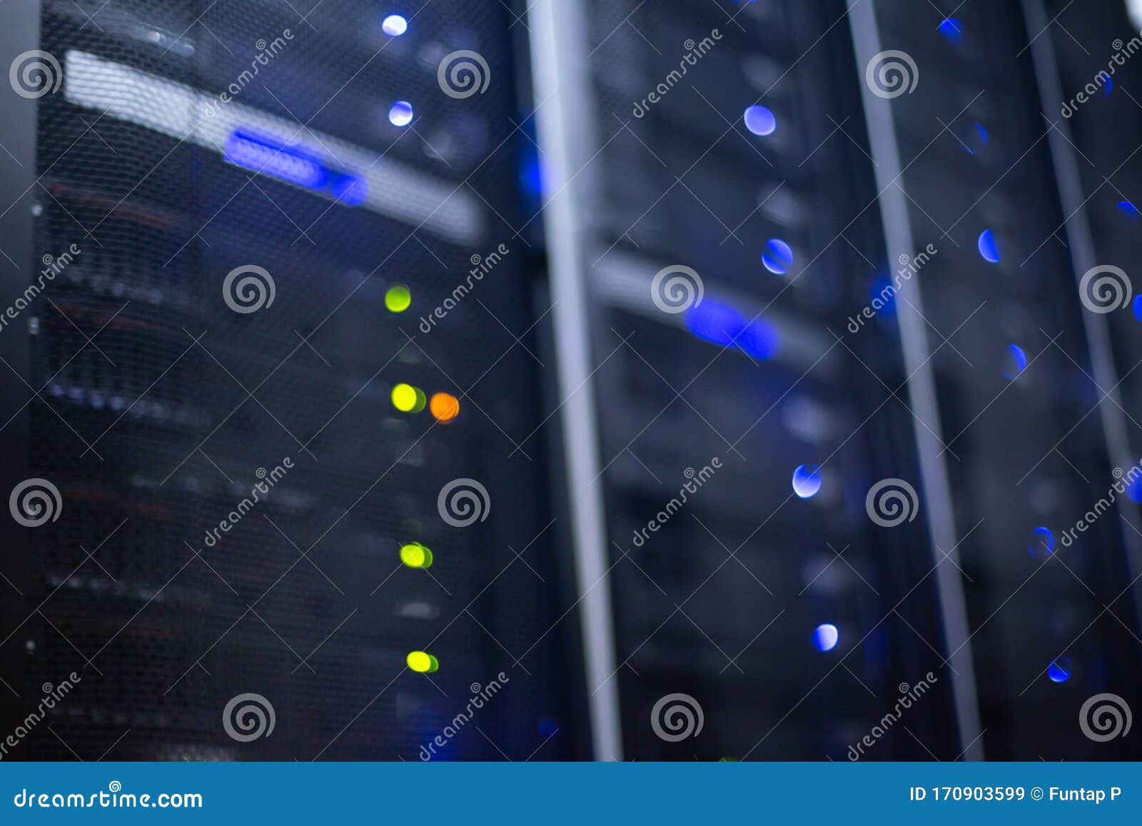 Blue Server Rack Blurred. Concept Technology Stock Image - Image of ...