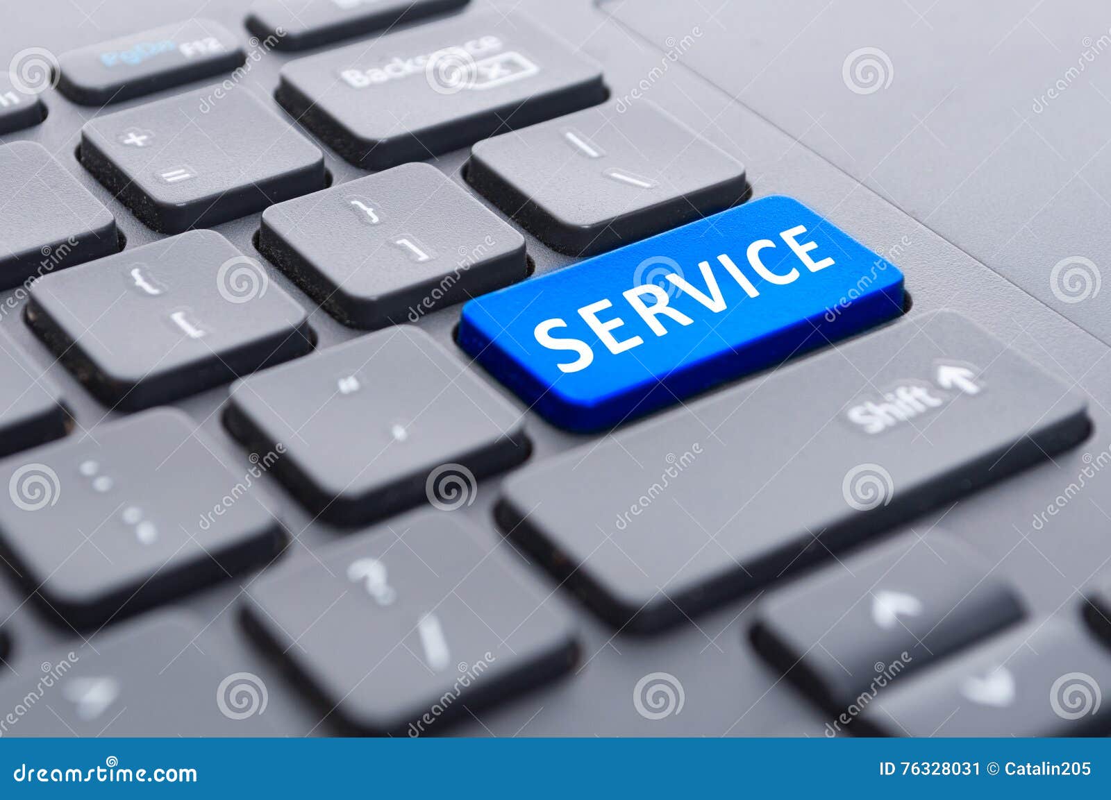 Blue Service Button on Black Keyboard Concept Stock Image - Image of ...