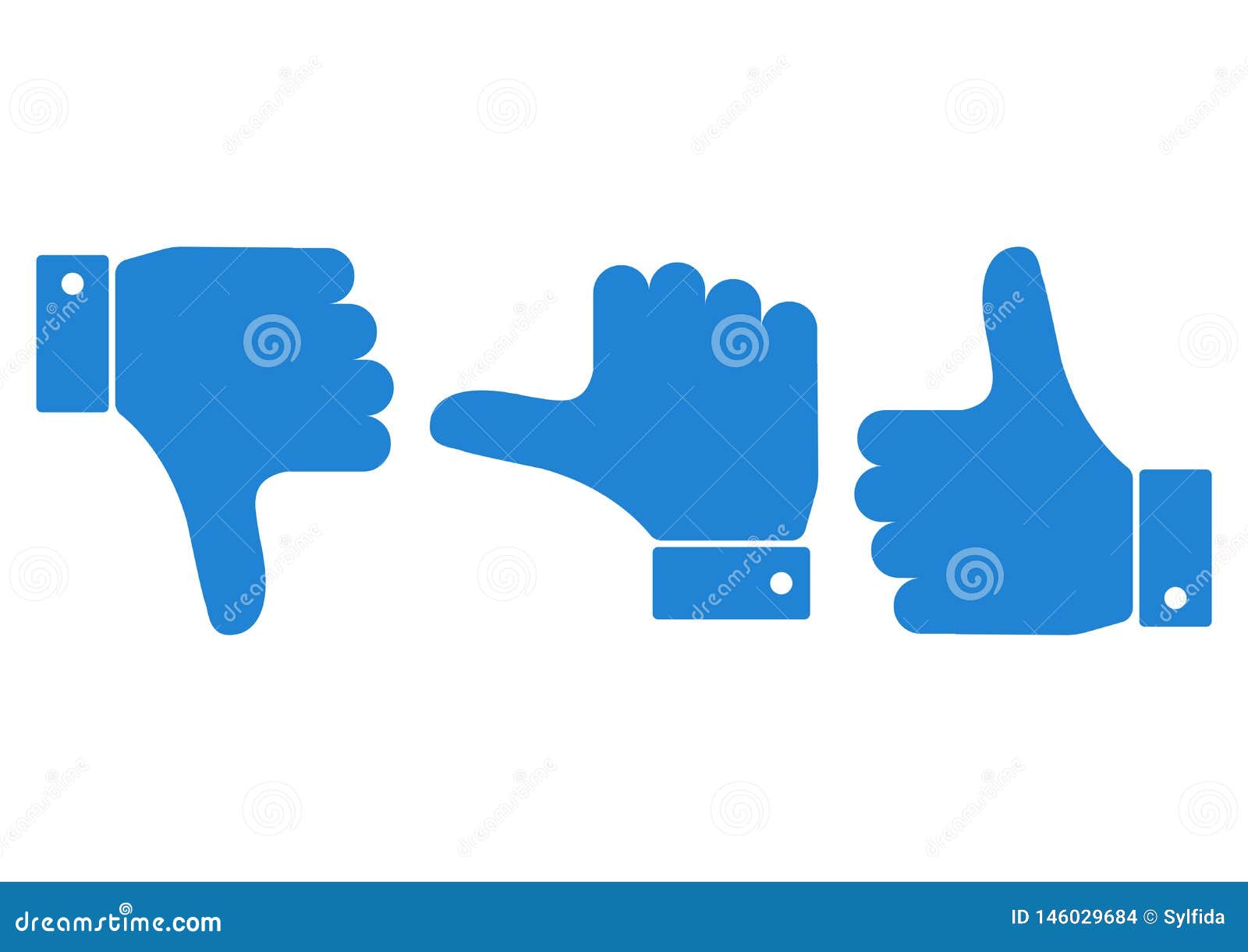 Blue Set of Hand with the Thumb. Vector Editorial Stock Image ...