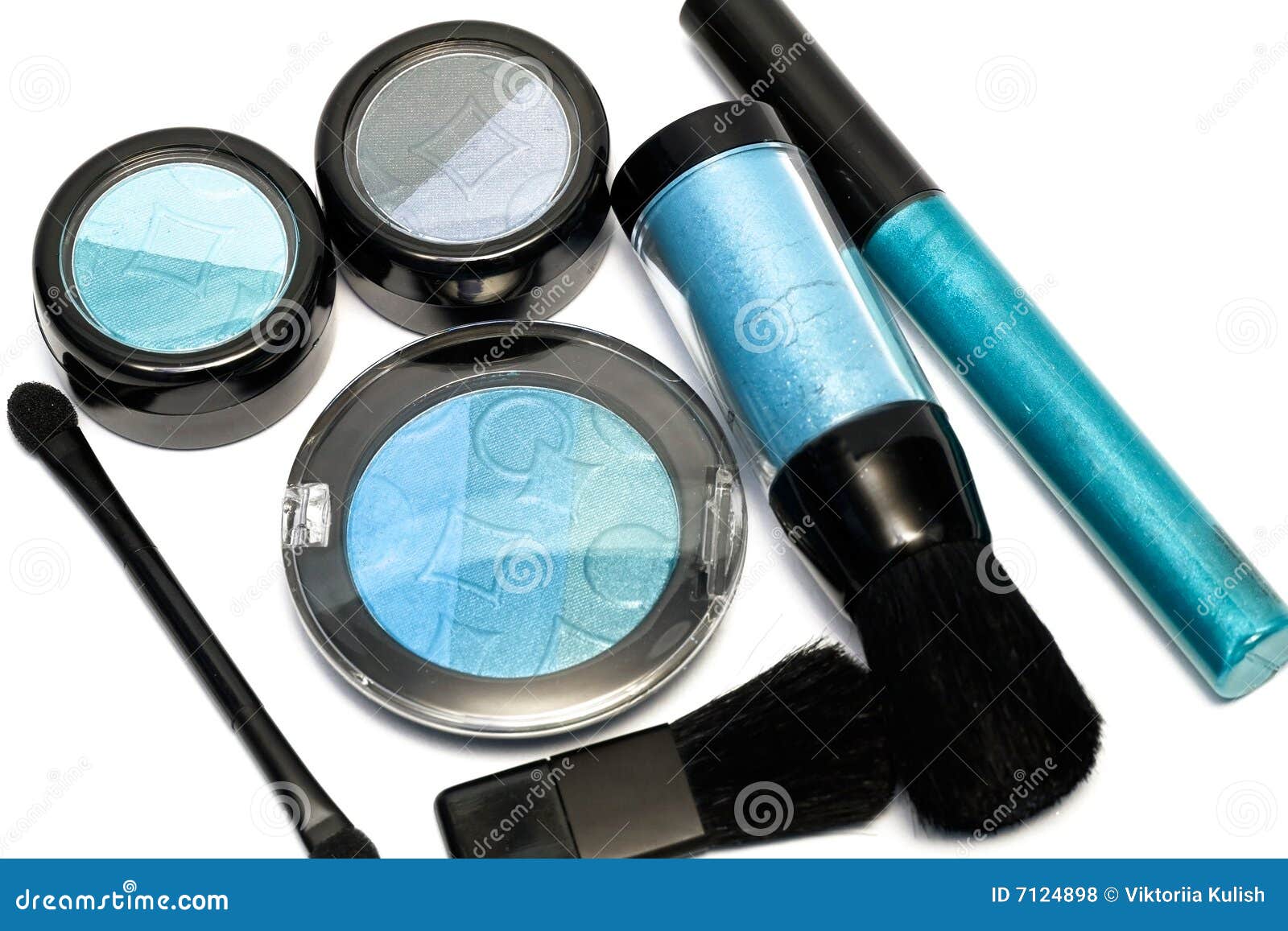 Blue set for make-up stock photo. Image of glamor, female - 7124898