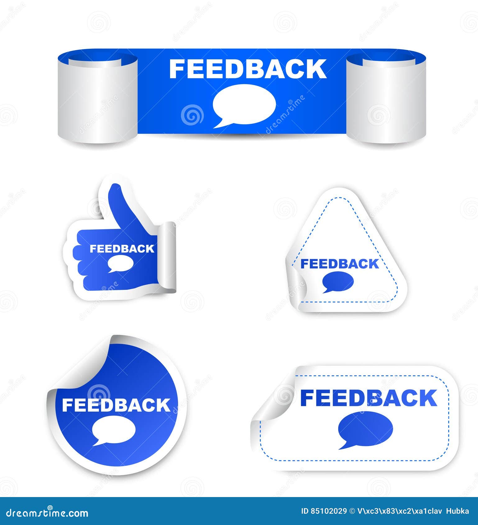 Blue Set Paper Stickers Feedback Stock Illustration - Illustration of ...