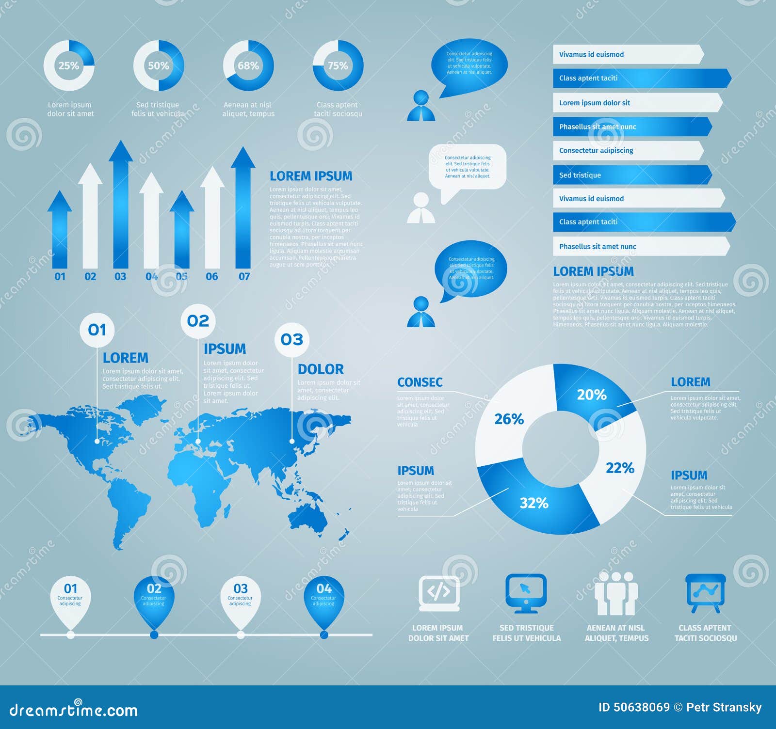Blue Set of Vector Infographic Elements Stock Vector - Illustration of ...