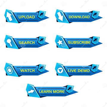 Blue Set Web Buttons. Stock Button for Web, Blog, Etc Stock Vector ...