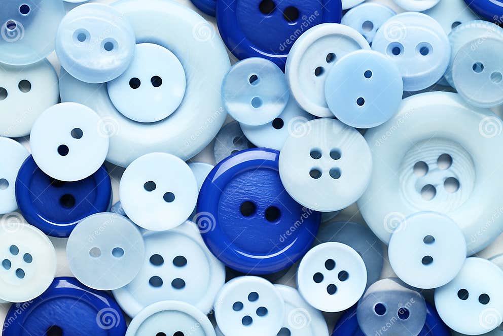 Blue sewing buttons stock image. Image of heap, round - 127961999