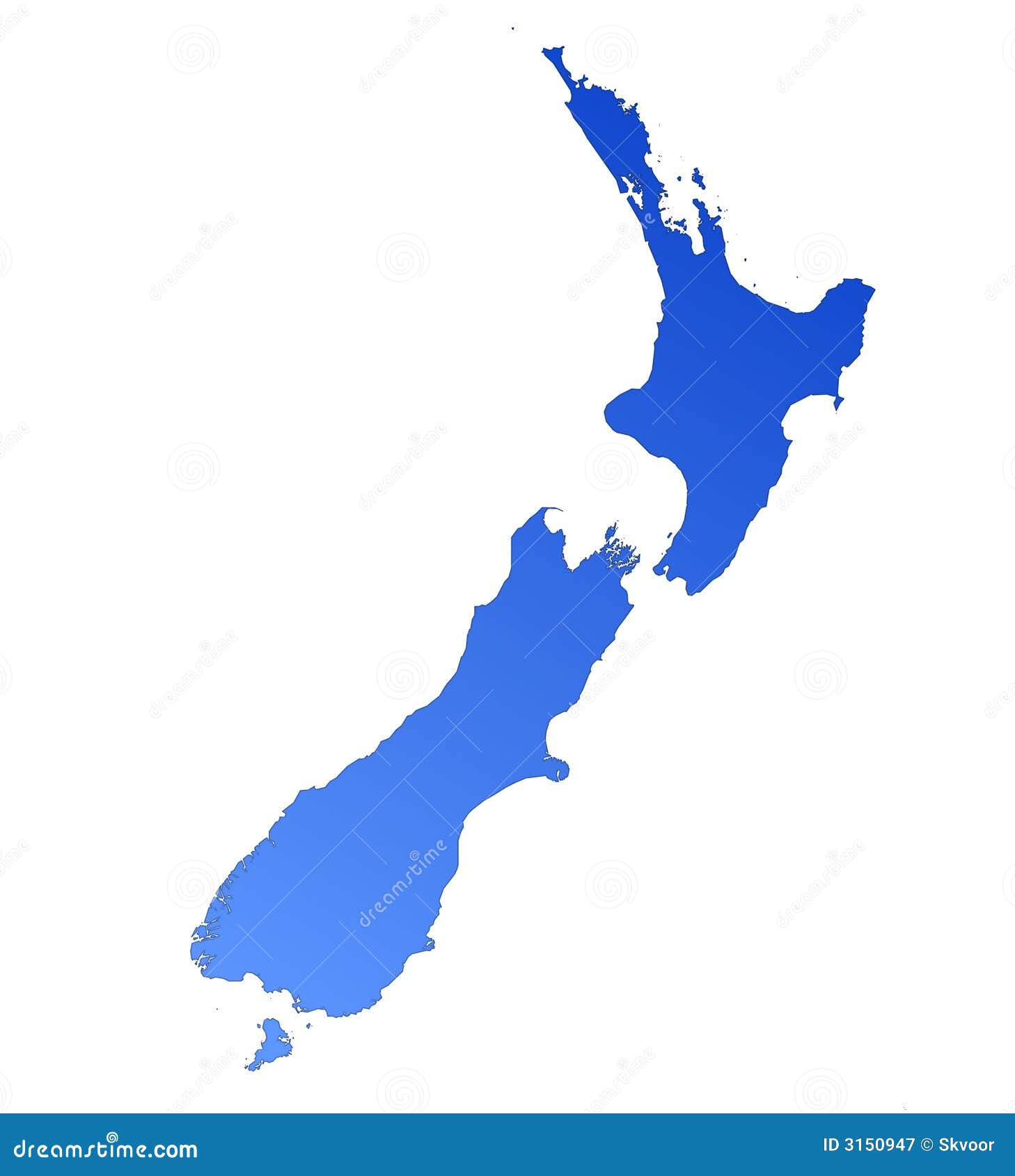 Blue Shaded New Zealand Map Stock Illustration - Illustration of ...