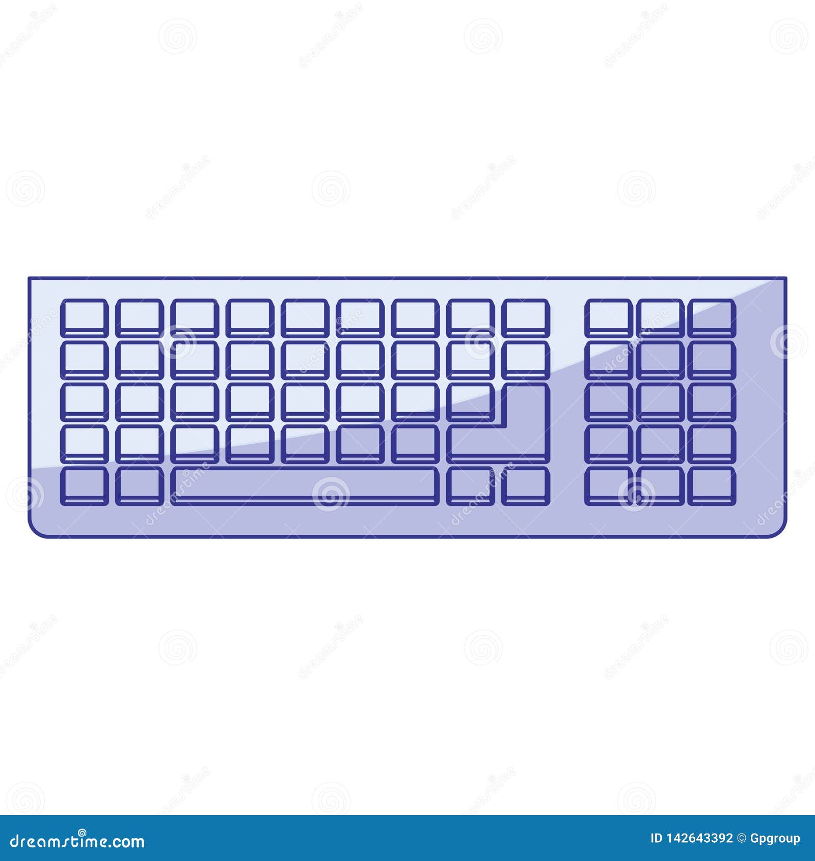 Blue Shading Silhouette of Computer Keyboard Stock Vector ...