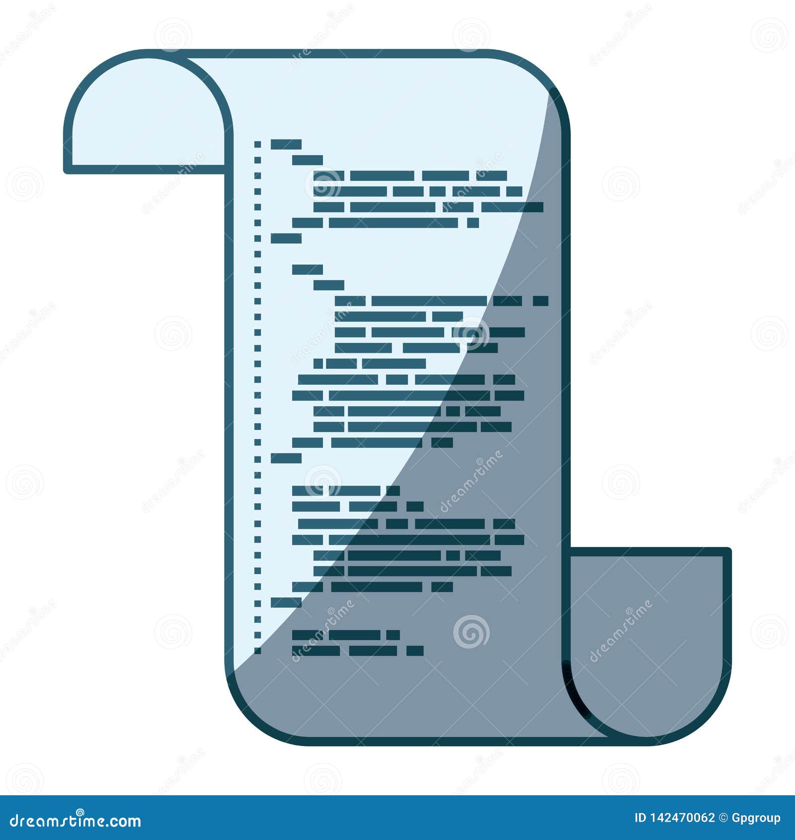 Blue Shading Silhouette of Continuously Sheet with Printed Source Code ...