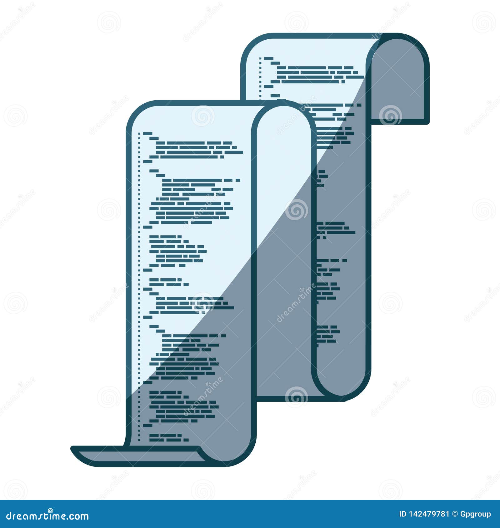 Blue Shading Silhouette of Continuously Sheet with Printed Source Code ...