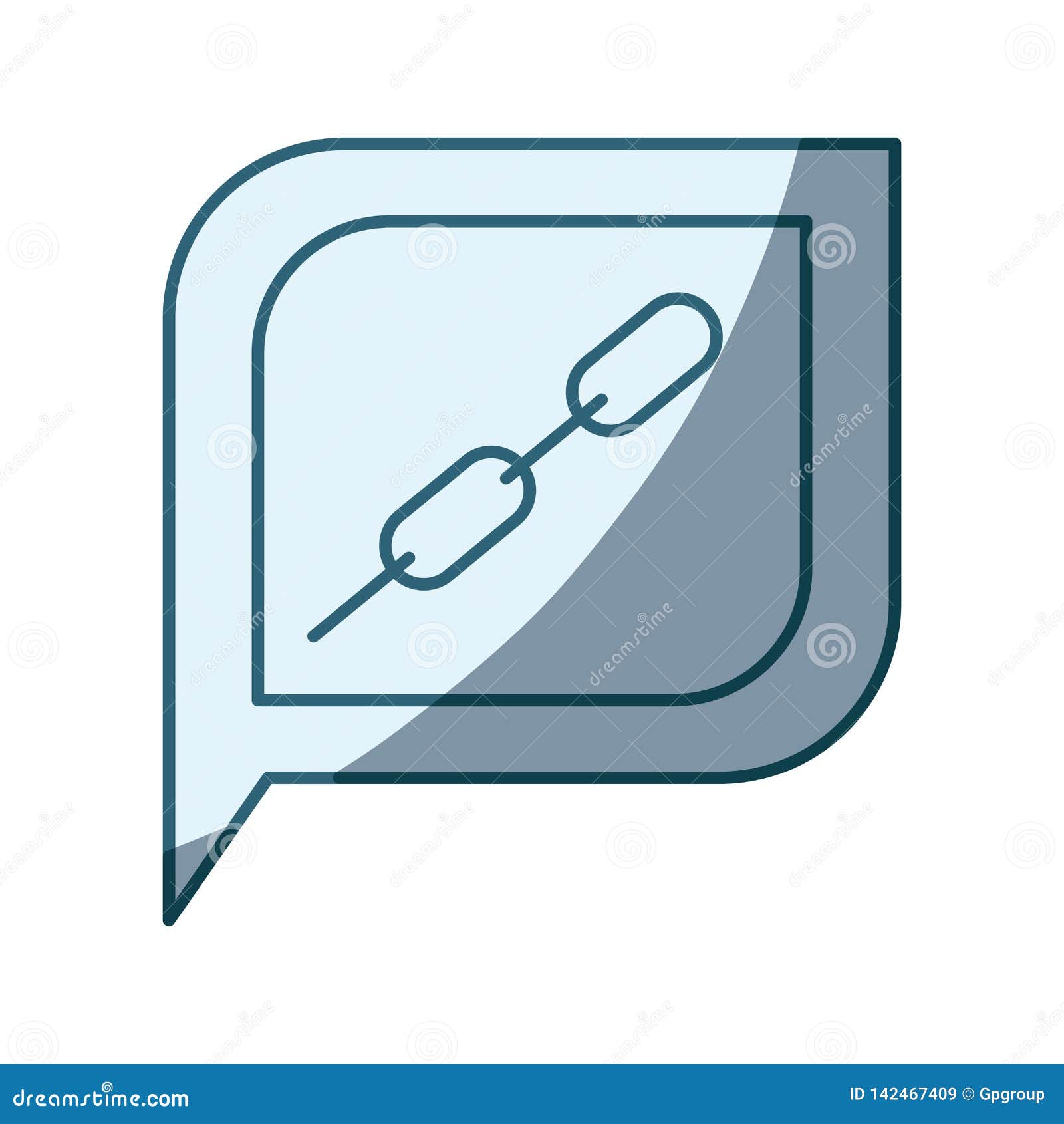 Blue Shading Silhouette Dialogue Square with Tail with Chain Link ...