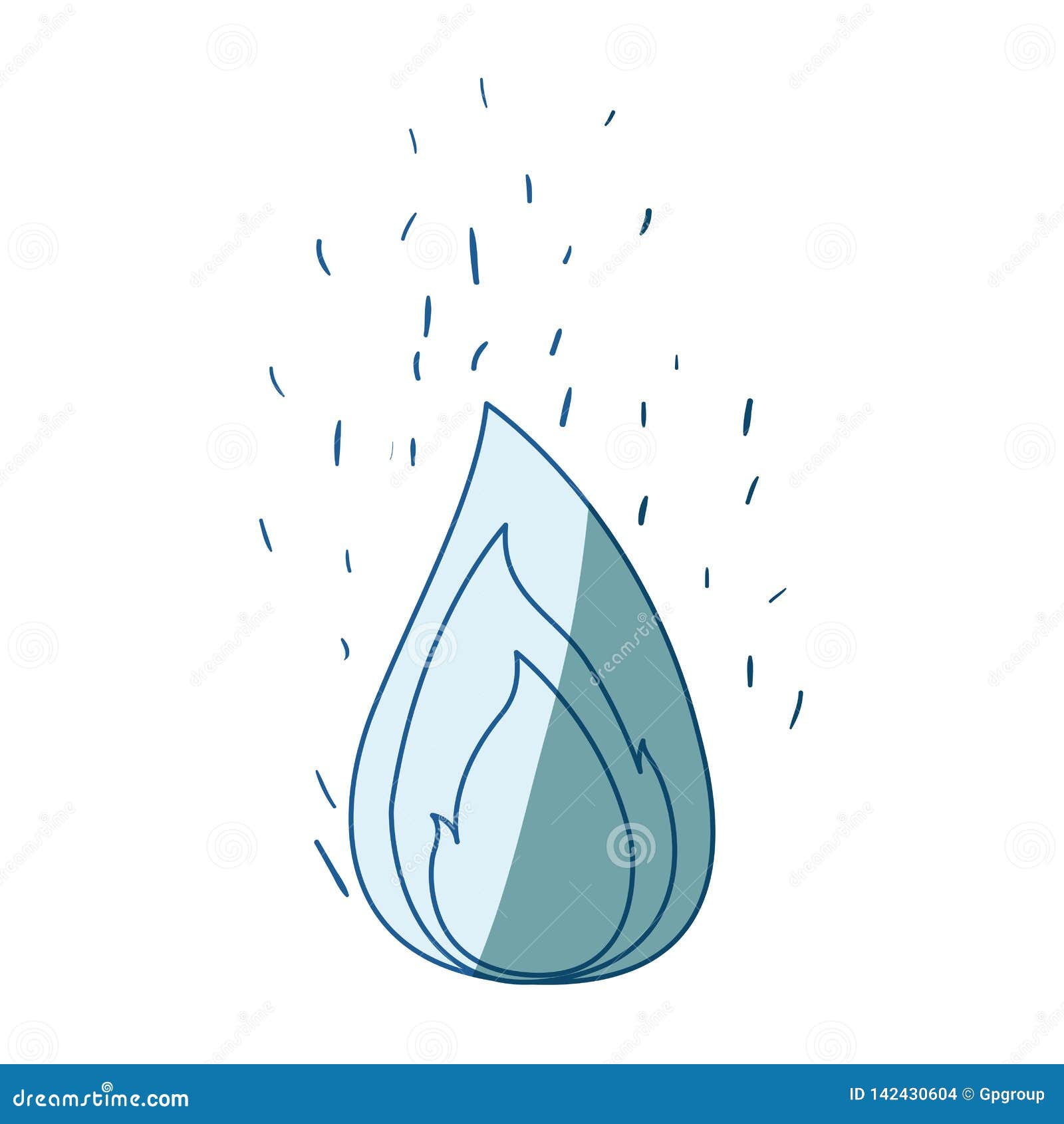 Blue Shading Silhouette of Flame and Fire Sparks Stock Vector ...