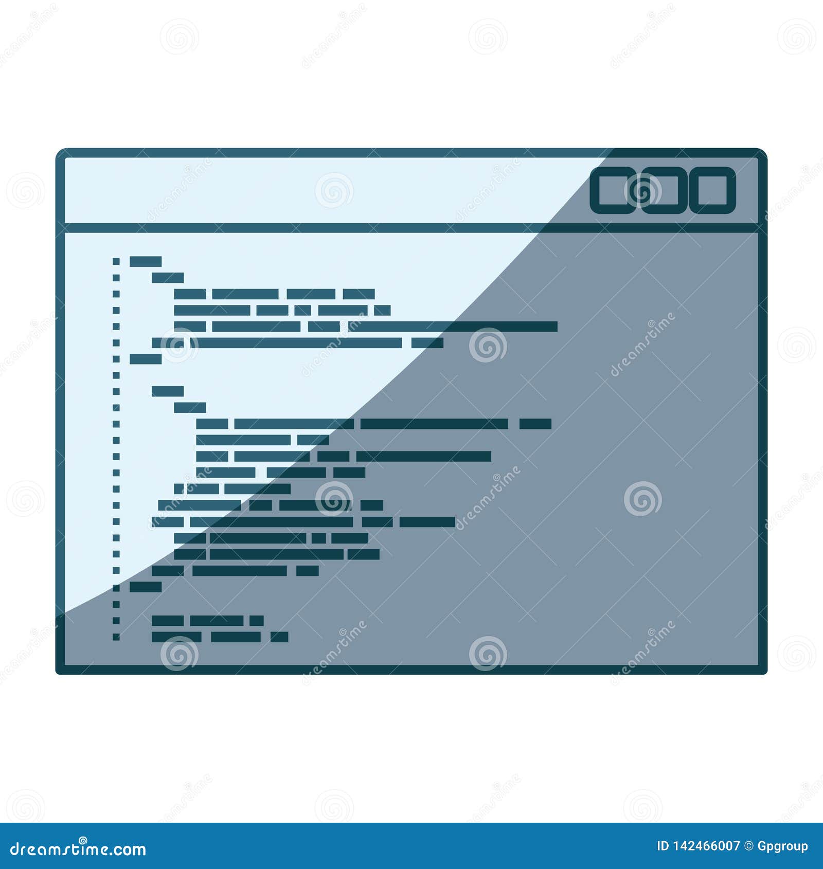 Blue Shading Silhouette Of Programming Window With Script Code Stock Vector Illustration Of