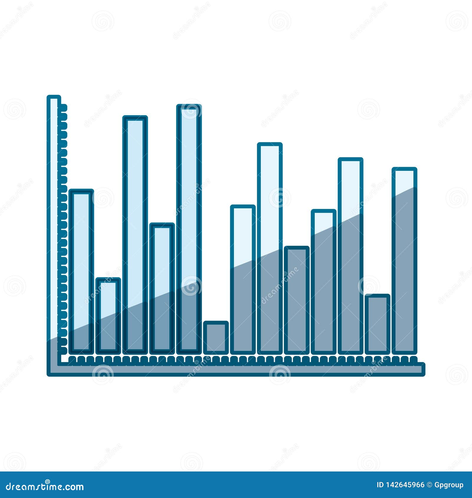 Blue Shading Silhouette of Statistical Graphs Bars Stock Vector ...