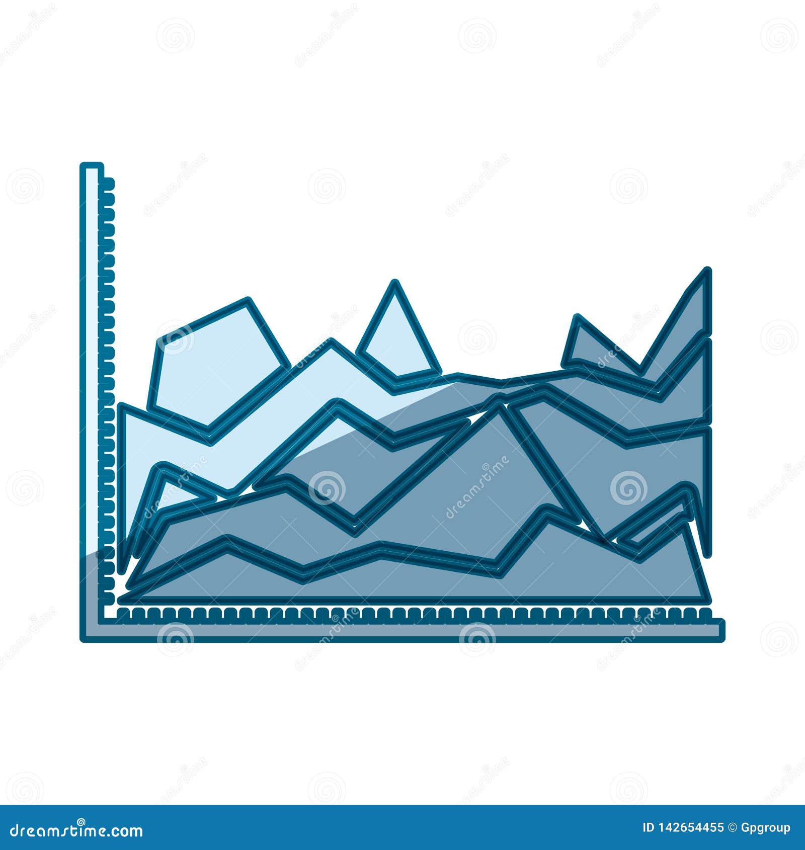 Blue Shading Silhouette of Statistical Graphs in Shape of Peak Stock ...