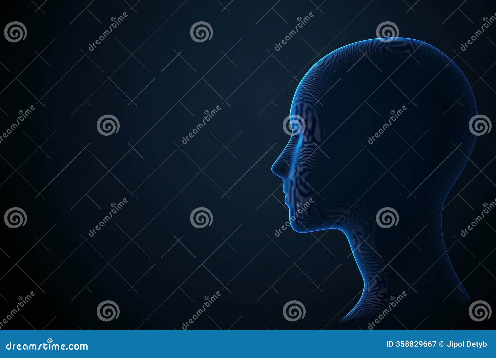 Blue Shadow Human Head Side View on Dark Background. Stock Illustration ...