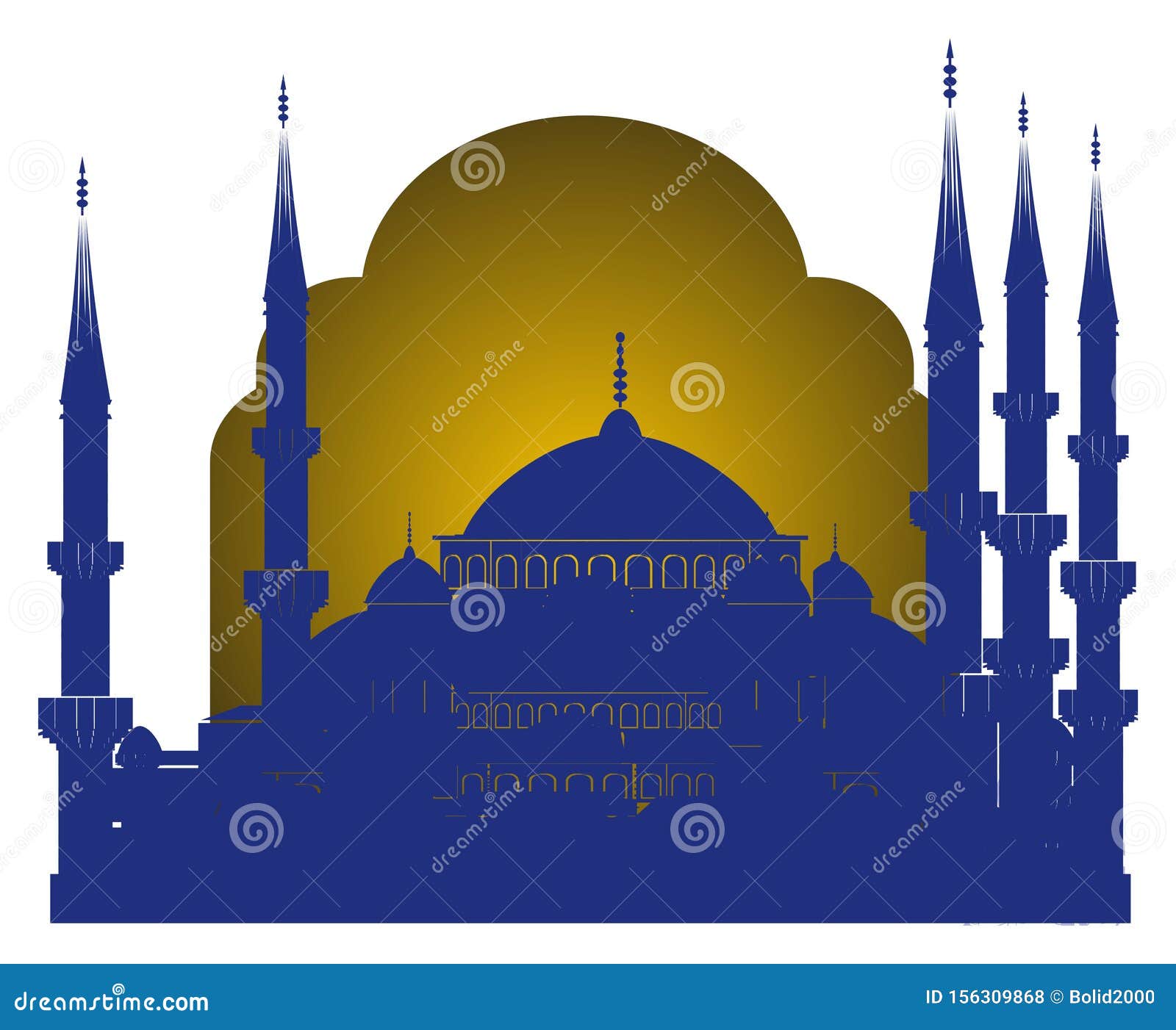Blue shadow of mosque stock illustration. Illustration of post - 156309868