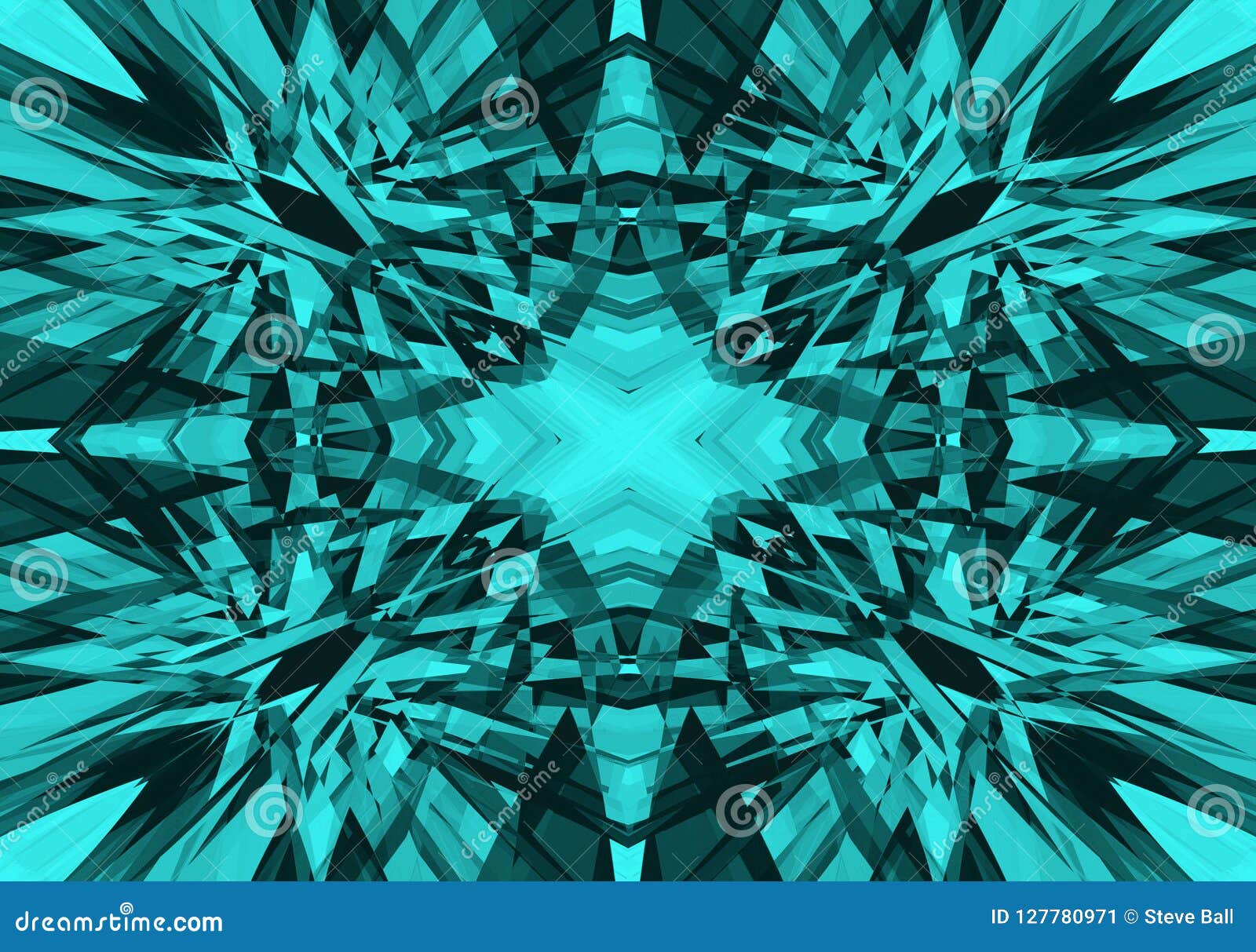 Blue Shards Kaleidoscope Pattern Stock Illustration - Illustration of ...