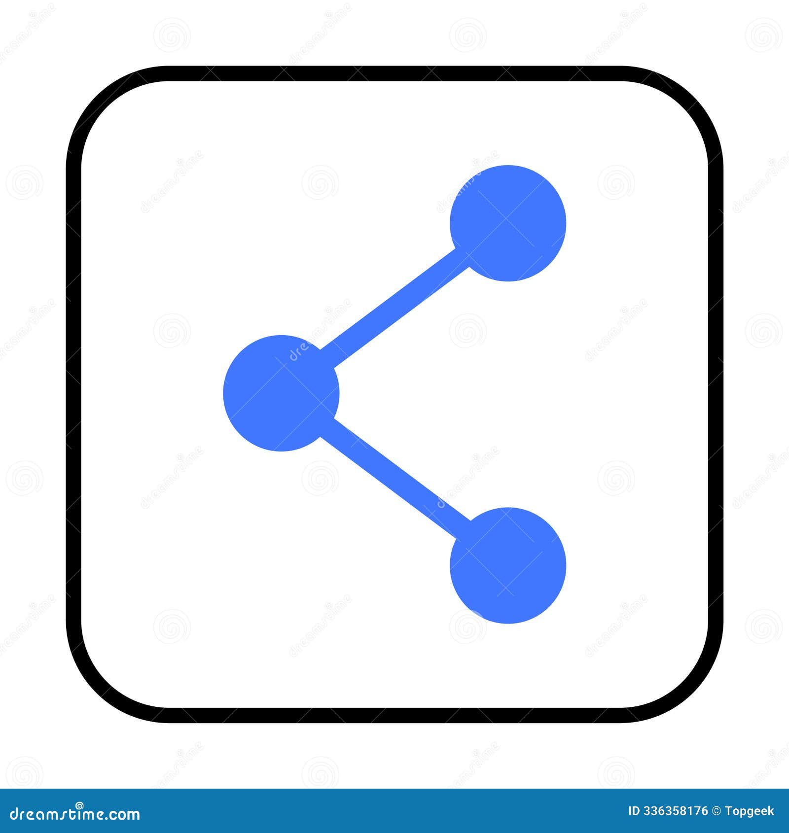 Blue Share Symbol on White Background Enclosed in Rounded Black Square ...