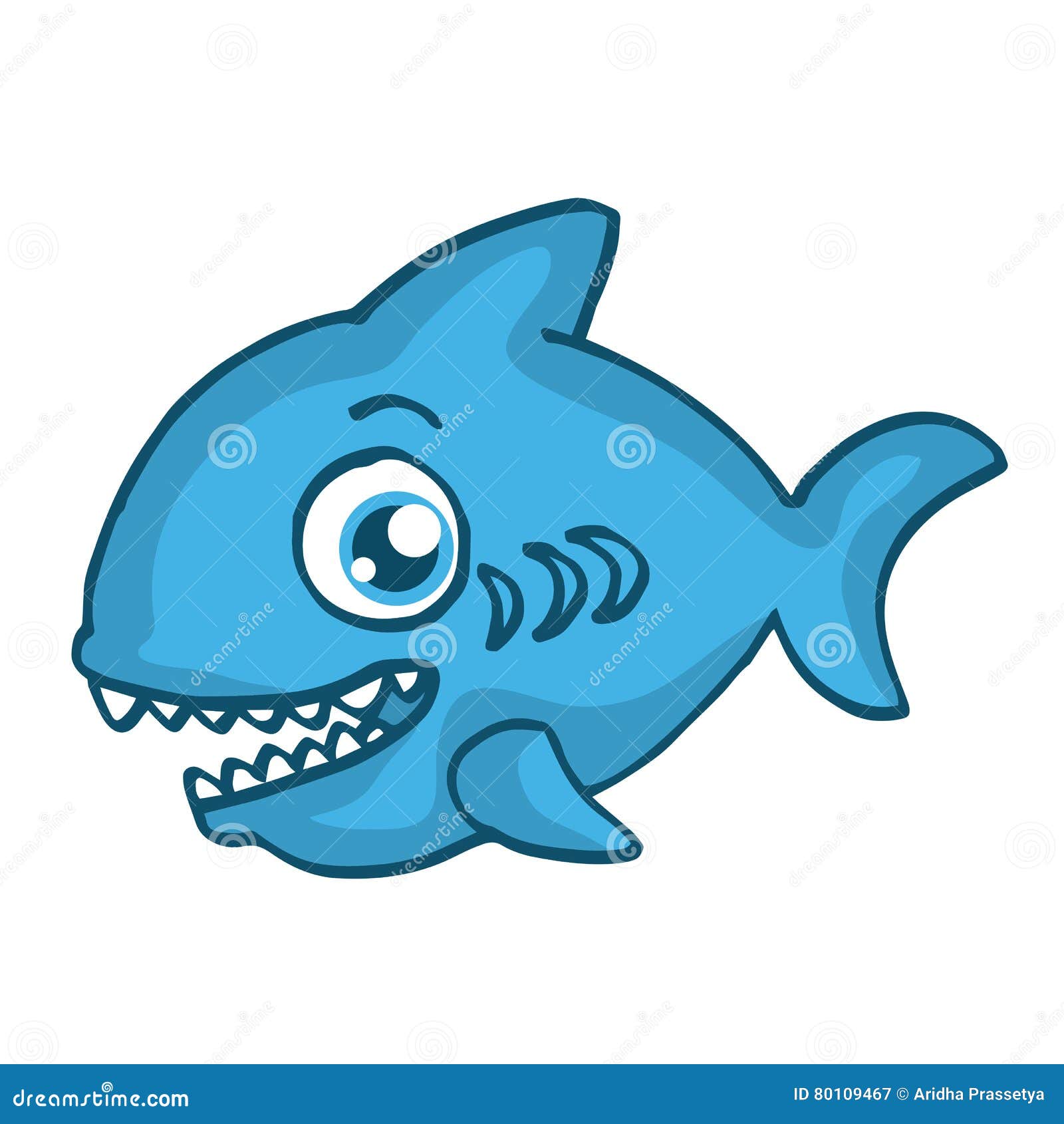 Blue Shark Happy Cartoon Design Stock Vector - Illustration of aquatic ...