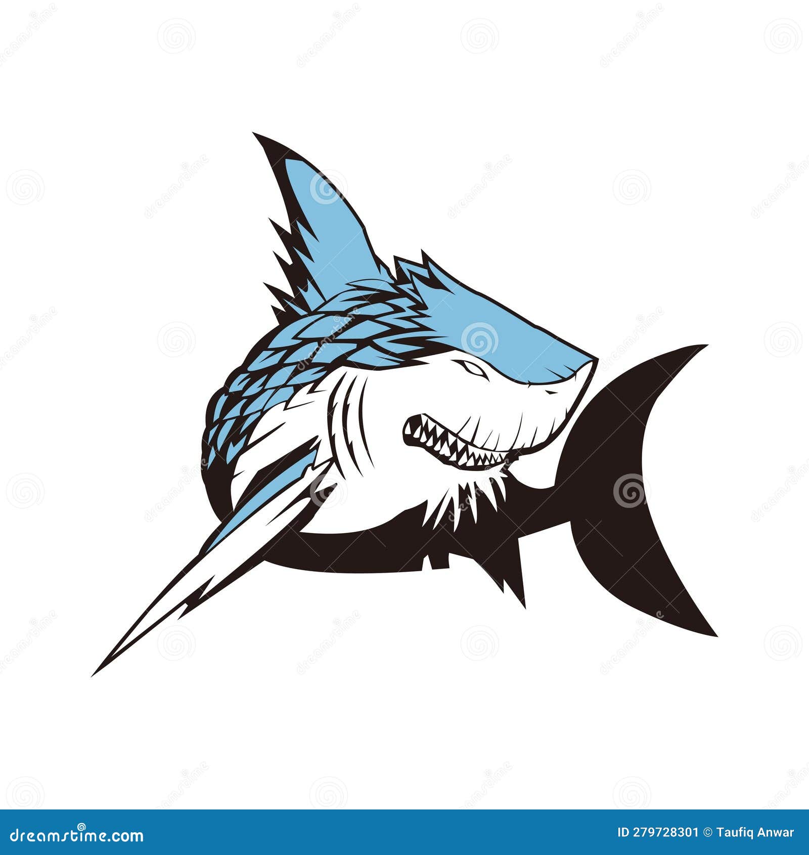 Blue Shark Illustration Vector Design Stock Vector - Illustration of ...