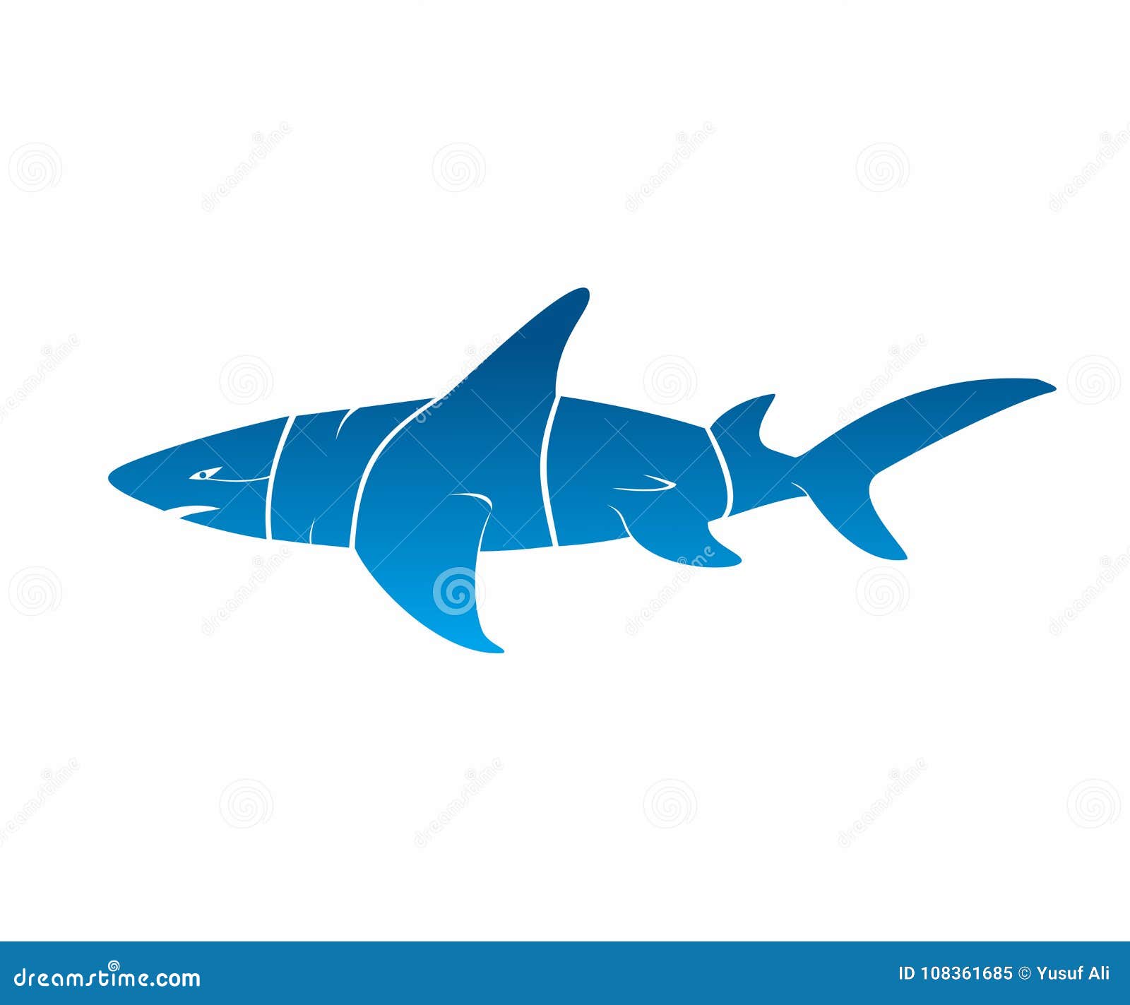 Blue Shark Typography Logo stock vector. Illustration of fish - 108361685
