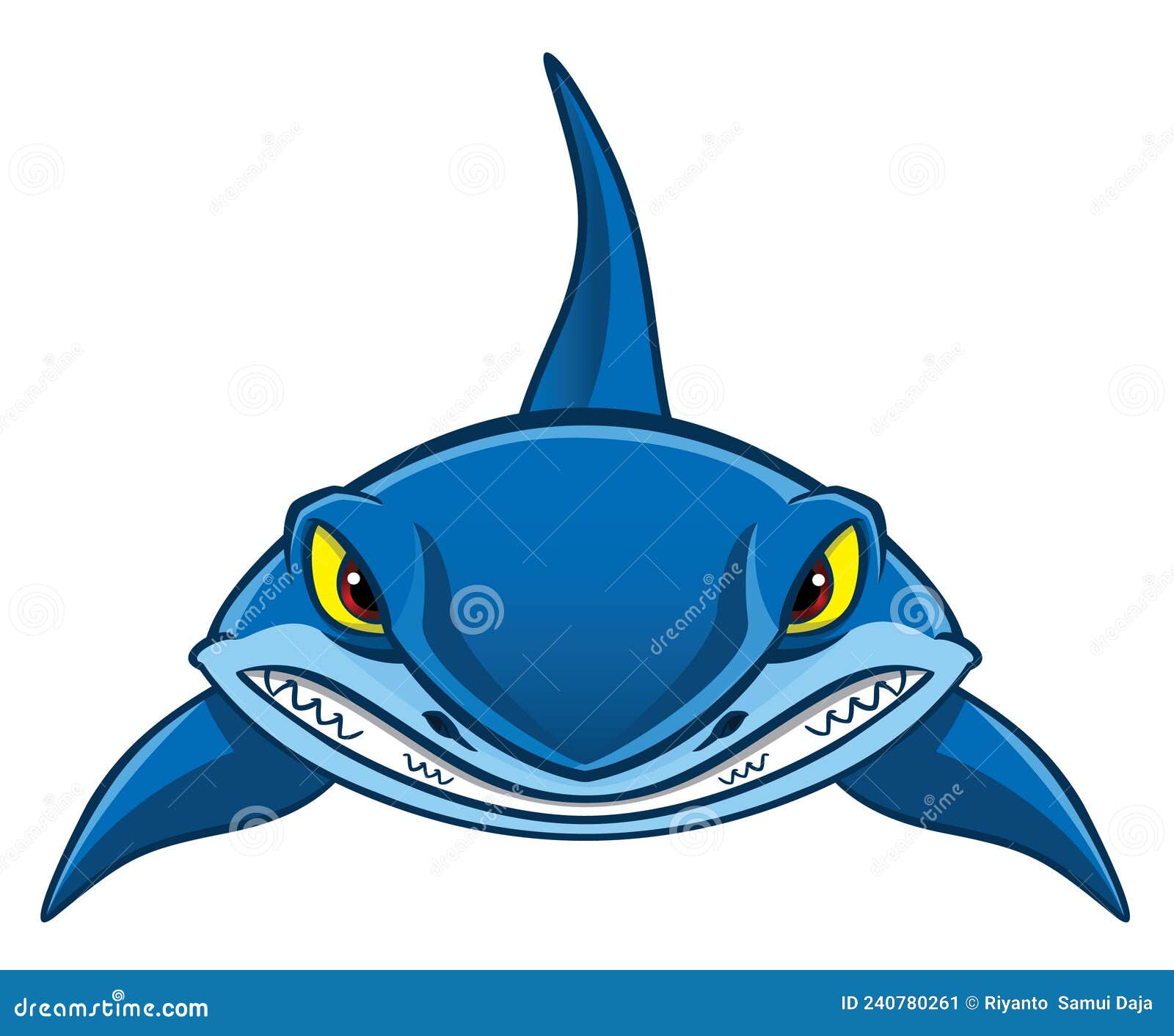 Angry Blue Shark Head Color Illustration Design Stock Vector ...
