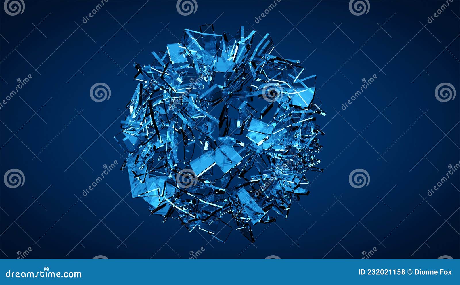 Blue Shattered Transparent Glass Explosion - 3D Rendering Stock ...