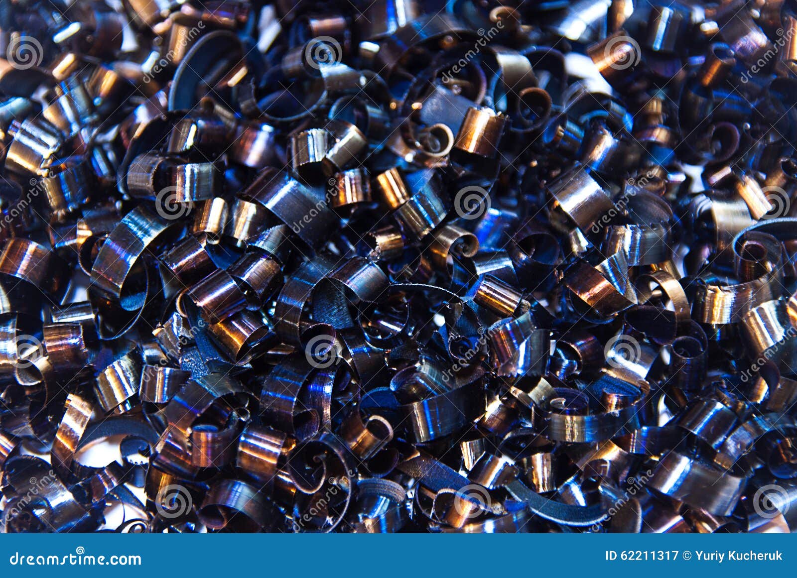 Blue Shaves after Cutting Tempered Metal Stock Image - Image of ...