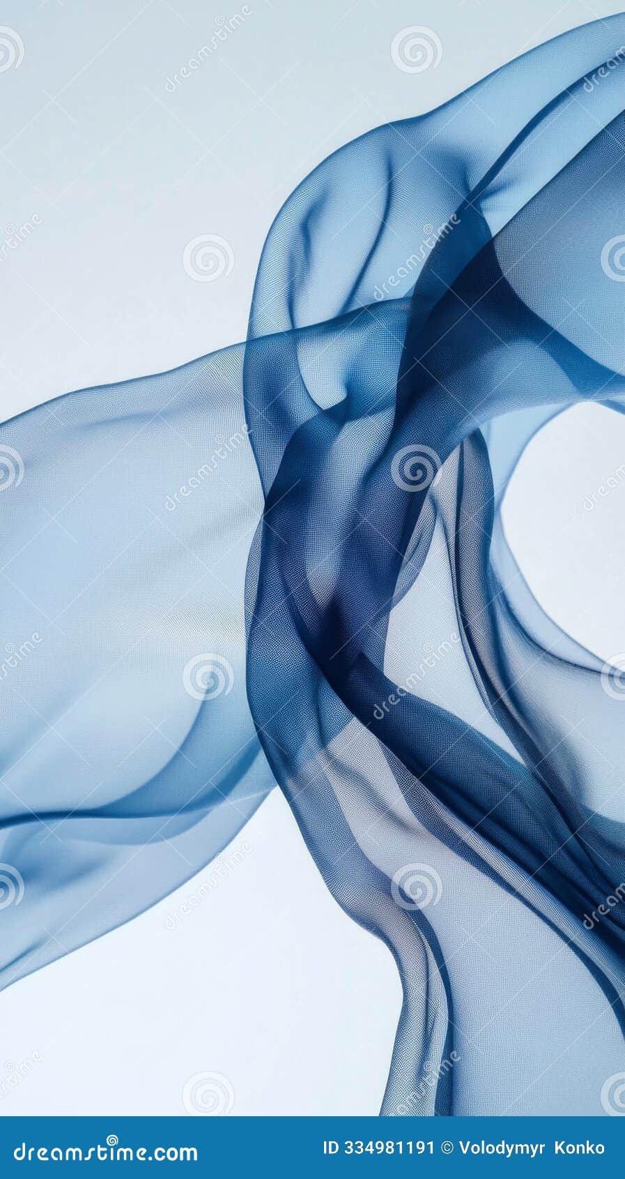 Blue Sheer Fabric Floating in Abstract Form Stock Image - Image of ...