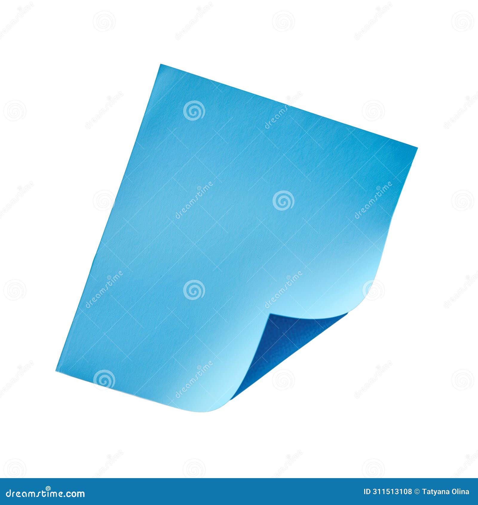 Blue Sheet Sticker with a Curved Corner Stock Photo - Image of folded ...