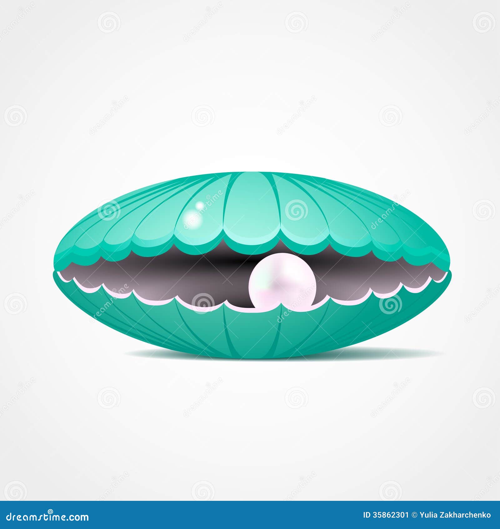 Blue Shell with a Pearl Inside Vector Illustration Stock Vector ...