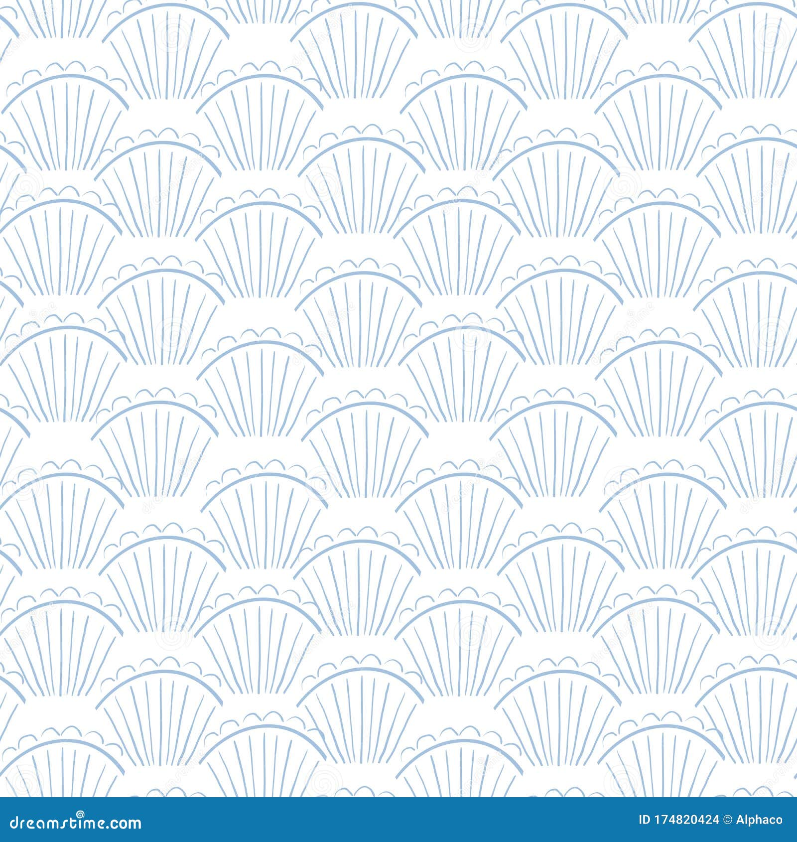 Blue Shells Seamless Pattern Stock Vector - Illustration of modern ...