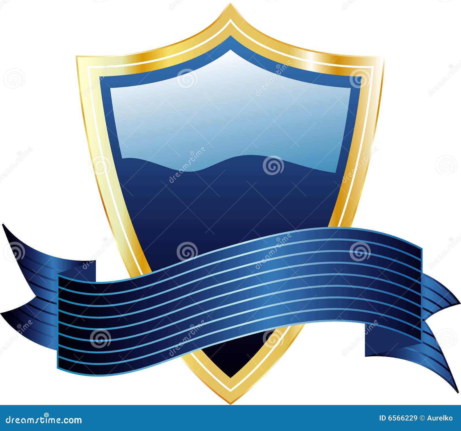 Blue shield and banner stock vector. Illustration of banner - 6566229