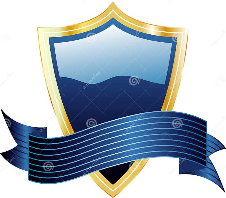 Blue shield and banner stock vector. Illustration of banner - 6566229