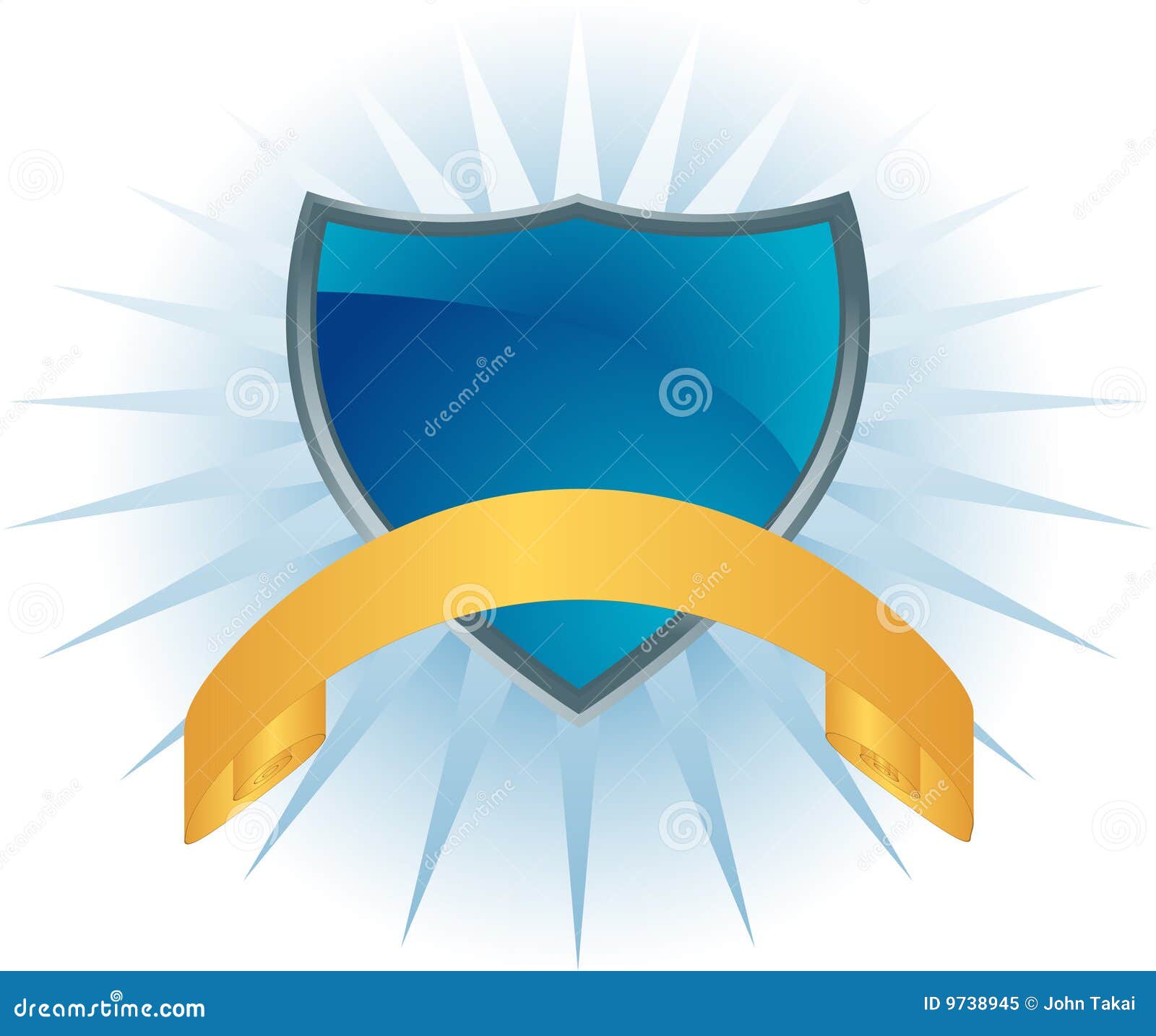 Blue Shield with Banner stock vector. Illustration of background - 9738945