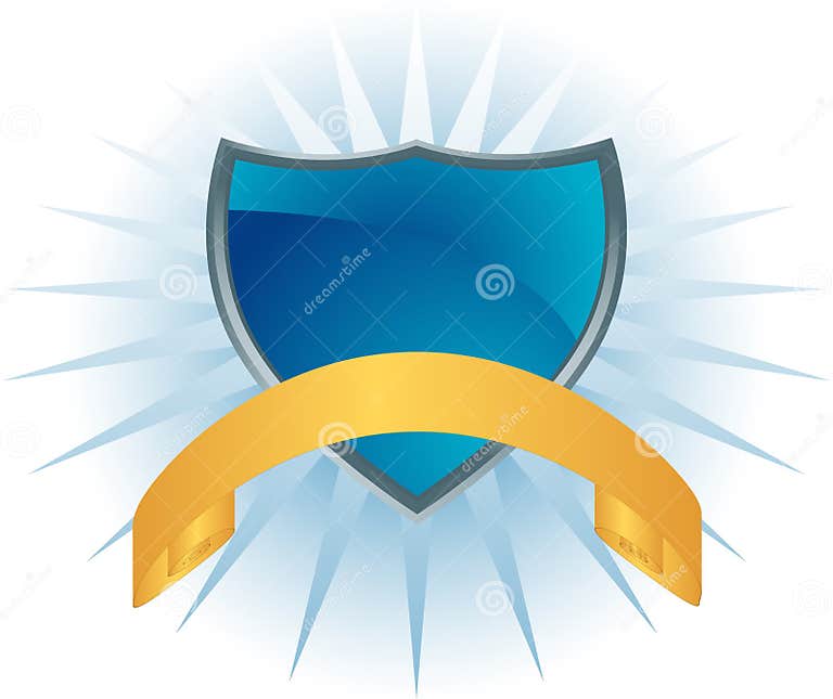 Blue Shield with Banner stock vector. Illustration of background - 9738945
