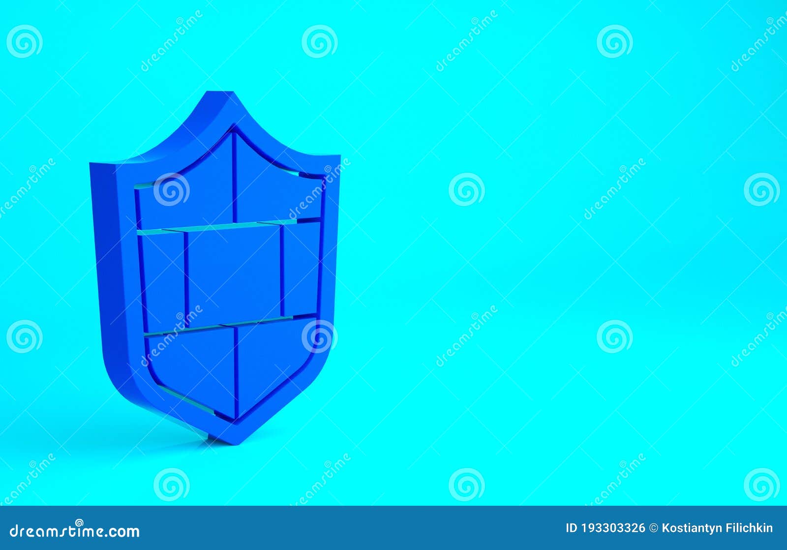 Blue Shield with Cyber Security Brick Wall Icon Isolated on Blue ...