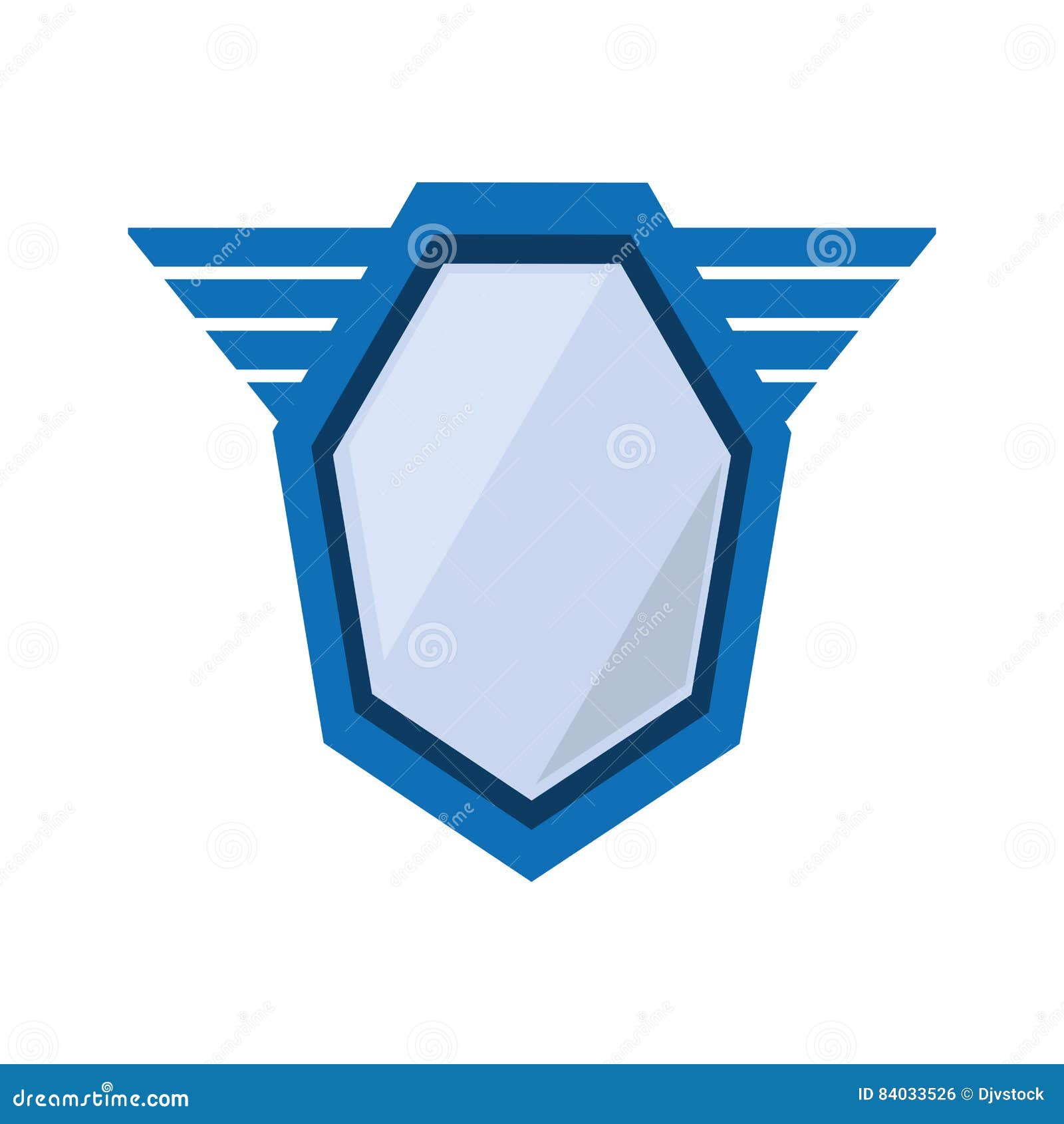 Blue Shield Emblem Winged Shape Geometric Badge Stock Illustration ...